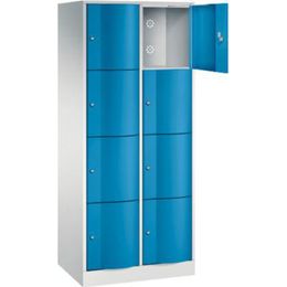 C+P Schlie&szlig;fachschrank Resisto, 2 Abteile, 8 F&auml;cher, B 772 x T 540 x H 1950 mm, Lichtgrau/Lichtblau