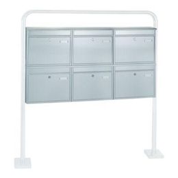 Rottner Briefkastenanlage, mit 6 Briefk&auml;sten, ohne St&auml;nder, H 635 x B 1160 x T 125 mm, Edelstahl
