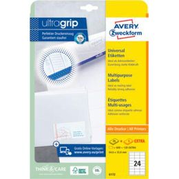 Avery Zweckform Universal-Etiketten 6172, ultragrip, 64,6 x 33,8 mm, 600 + 120 St&uuml;ck