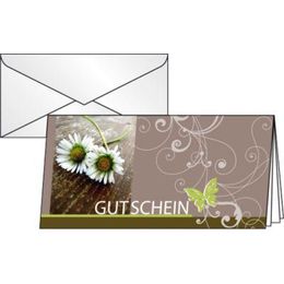 Gutscheinkarte Sigel Favourite, DIN lang, vorne mit Motiv, klappbar, geeignet f&uuml;r Drucker/Kopierer, inkl. Briefh&uuml;llen, FSC&reg;-Glanzkarton, 10 St&uuml;ck