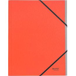 Leitz&reg; Sammelmappe Recycle, A4, 6 F&auml;cher mit Blanko-Taben, Inhaltsverzeichnis, Gummibandverschluss, 100 % recycelbar, Karton, rot