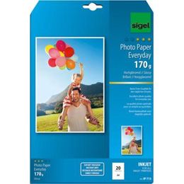Sigel Inkjet-Fotopapier Everyday, DIN A4, 170g/qm, 20 Blatt