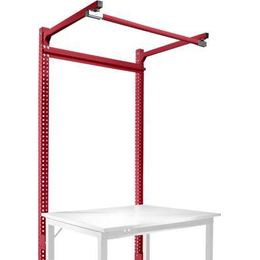 Manuflex Aufbauportal m. Ausleger, Grundtisch STANDARD Arbeitstisch/Werkbank UNIVERSAL/PROFI, 1250 mm, rubinrot