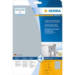 Typenschild Etiketten Herma, A4, 210 x 297 mm, selbstklebend & wetterfest, silber, 25 St&uuml;ck