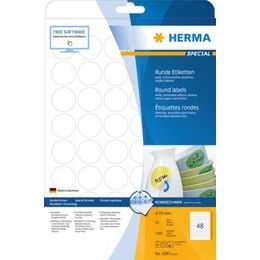 Herma runde Etiketten Nr. 4378 auf DIN A4-Bl&auml;ttern, 1200 Etiketten, 25 Bogen