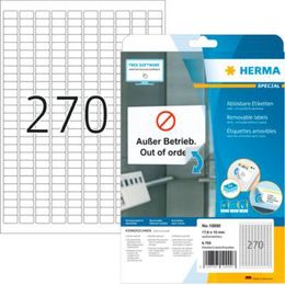 Herma Etiketten Nr. 10000, 17,8 x 10 mm, abl&ouml;sbar, selbstklebend, Papier, wei&szlig;, 6750 St&uuml;ck
