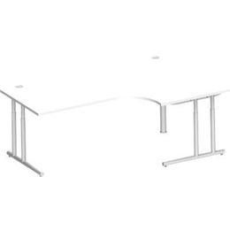 Sch&auml;fer Shop Sch&auml;fer Shop Select Winkelschreibtisch COMBITEC, 90&deg; Winkel rechts, C-Fu&szlig;, B 2000 x T 1200/800 x H 677-817 mm, wei&szlig;/wei&szlig;alu