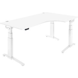 Sch&auml;fer Shop Sch&auml;fer Shop Genius Schreibtisch ERGOSTYLE S, 90&deg;, Ansatz rechts, elektrisch h&ouml;henverstellbar, C-Fu&szlig;, zweistufig, B 2000 x T 800 x H 645-1305 mm, inkl. Memory Master, wei&szlig;/wei&szlig;