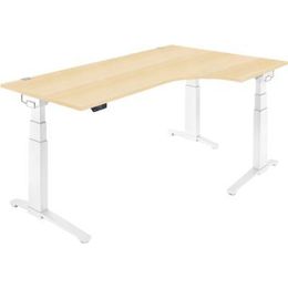 Sch&auml;fer Shop Sch&auml;fer Shop Genius Schreibtisch ERGOSTYLE S, 90&deg;, Ansatz rechts, elektrisch h&ouml;henverstellbar, C-Fu&szlig;, zweistufig, B 2000 x T 800 x H 645-1305 mm, inkl. Memory Master, Ahorn/wei&szlig;