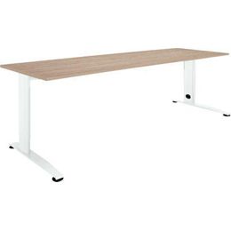 Schäfer Shop Schäfer Shop Select Schreibtisch LOGIN, manuell höheneinstellbar, C-Fuß, B 1600 x T 800 x H 660-820 mm, Eiche/verkehrsweiß