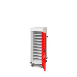 Laptopwagen mit Ladefunktion, 2-Punkt-Verriegelung, Feststellbremse, 10 F&auml;cher, B 530 x T 1250 x H 500, verkehrsrot
