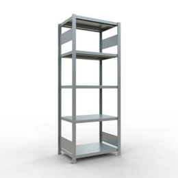 SCHULTE LAGERTECHNIK Fachbodenregal-Stecksystem MULTIplus 250, Grundregal, L&auml;ngenriegel, 2000x750x500 mm, 5 B&ouml;den, verzinkt