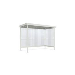 Raucherunterstand WSM Jena Maxi, Outdoor, f&uuml;r 4-5 Personen, B 2960 x T 1580 x H 2360 mm, pulverbeschichtet grauwei&szlig; RAL 9002