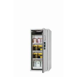 Sicherheitsschrank Typ 90 ASECOS S-CLASSIC-90, Fl&uuml;gelt&uuml;r mit T&uuml;rfeststellanlage, Anschlag rechts, Front Lichtgrau, B 596 x T 616 x H 1298 mm