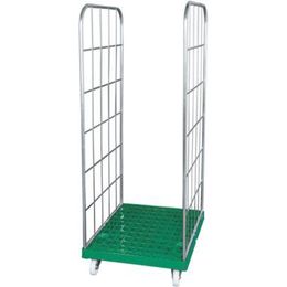 Rollbox, 2-seitig, Kunststoffbodenplatte, 724 x 815 x 1850 mm, grau (RAL 7032)