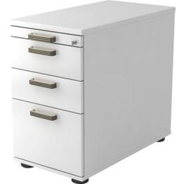 Standcontainer TOPAS LINE, 2 Sch&uuml;be, 1 H&auml;ngeregistraturauszug, 1 Utensilienauszug, abschlie&szlig;bar, B 428 x T 800 x H 720-760 mm, wei&szlig;/wei&szlig;