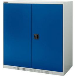 Sch&auml;fer Shop Sch&auml;fer Shop Genius Fl&uuml;gelt&uuml;rschrank FS, Stahl, mit Bel&uuml;ftungsl&ouml;chern, B 1055 x T 620 x H 1105 mm, 3 OH, lichtgrau/enzianblau, bis 450 kg
