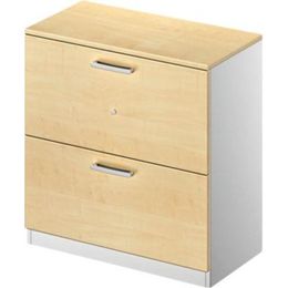 Sch&auml;fer Shop Sch&auml;fer Shop Genius H&auml;ngeregistraturschrank TETRIS SOLID, 2 OH, B 800 mm, abschlie&szlig;bar, mit Abdeckplatte, Ahorn-Dekor/wei&szlig;alu