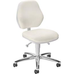 Praxisdrehstuhl bimos, mit Rollen, f&uuml;r Labore & hygienekritische Bereiche, h&ouml;henverstellbar, B 460 x T 440 x H 470-610 mm, Kunstleder, wei&szlig;