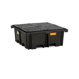PE-Auffangwanne CEMO 400/4, mit 4 PE-Gitterrosten, B 1290 x T 1290 x H 500 mm, 400 l, f&uuml;r 4 x 200 l F&auml;sser, bis 1200 kg