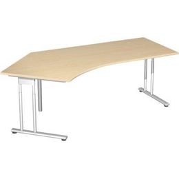Winkelschreibtisch 135&deg; PALENQUE, C-Fu&szlig;, Winkel links, B 2165 x T 800/1130 x H 720 mm, Ahorn