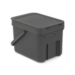 Abfallsammler Sort & Go, rechteckig, mit Wandhalterung, Deckel & Griff, 6 l, Kunststoff, grau