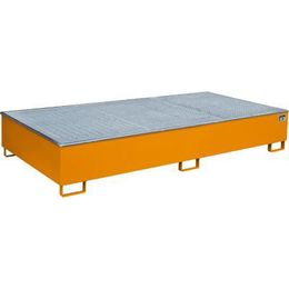 Bauer Regalwanne RW-GR 2700-3 PE, mit PE-Einsatz, mit Gitterrost, L 2665 x B 1315 x H 440 mm, gelborange RAL 2000