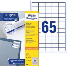Avery Zweckform Universal Etiketten 3666, ultragrip, A4, matt, 6500 Etiketten