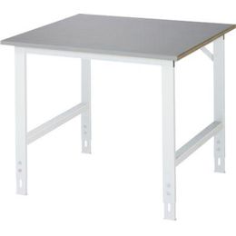 Rau Arbeitstisch Tom, manuell h&ouml;henverstellbar, 25 mm MDF-Platte mit Edelstahlbelag, bis 500 kg, B 1000 x T 1000 x H 760-1080 mm, silber/lichtgRau
