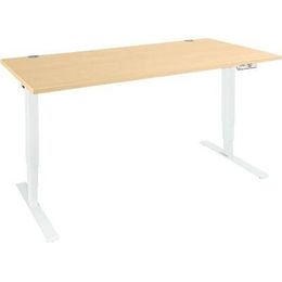 Sch&auml;fer Shop Sch&auml;fer Shop Genius Schreibtisch AERO FLEX, elektrisch h&ouml;henverstellbar, Rechteck, T-Fu&szlig;, B 1200 mm, Ahorn/wei&szlig; + Memorypanel