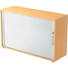 Querrollladenschrank ULM, 2 OH, Rolll&auml;den alusilber, B 1200 x T 400 x H 748 mm, Buche-Dekor