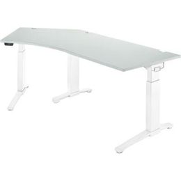 Sch&auml;fer Shop Sch&auml;fer Shop Genius Schreibtisch ERGOSTYLE S, 135&deg;, einstufig, elektrisch h&ouml;henverstellbar, Ansatz links, C-Fu&szlig;, B 2165 x T 800 x H 715-1182 mm, inkl. Memory Master, lichtgrau/wei&szlig;