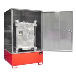 Gefahrstoffschrank Bauer GS-4, Stahlblech, unterfahrbar, f&uuml;r 1 x 1000 l IBC, B 1475 x T 1460 x H 2410 mm, rot