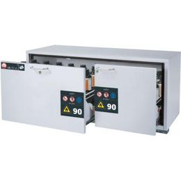 Sicherheitsunterbauschrank Typ 90 ASECOS UB-S-90, 2 Schubladen, Front Lichtgrau, B 1402 x T 574 x H 600 mm