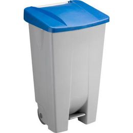 Abfalleimer Sunware Basic, 120 l, mit Fu&szlig;-Pedal & R&auml;dern, Klappdeckel blau