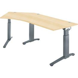 Sch&auml;fer Shop Sch&auml;fer Shop Genius Schreibtisch ERGOSTYLE S, 135&deg;, C-Fu&szlig; Gestell, Ansatz links, manuell h&ouml;henverstellbar, melaminharzbeschichtet, B 2165 x T 800 x H 675-895 mm, Ahorn/anthrazit