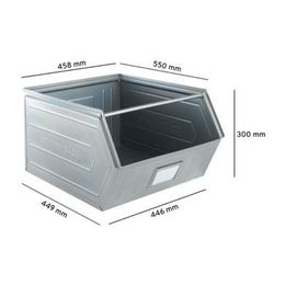 Sch&auml;fer Shop Sch&auml;fer Shop Select Sichtlagerkasten, mit Tragestab, L 550 x B 458 x H 300 mm, 60 l, 130 kg, Stahl, galvanisch verzinkt