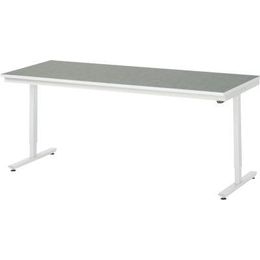 Rau Arbeitstisch Adlatus, elektrisch h&ouml;henverstellbar, 25 mm Spanplatte, Linoleumbelag, 150 kg, B 2000 x T 800 x H 720-1120 mm, hellgRau/lichtgRau
