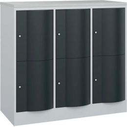 C+P Schlie&szlig;fachschrank Resisto, 3 Abteile, 6 F&auml;cher, B 1148 x T 540 x H 1077 mm, Lichtgrau/Anthrazitgrau
