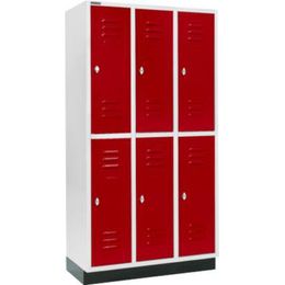 Sch&auml;fer Shop Sch&auml;fer Shop Select Kleiderspind, mit 3 x 2 Abteilen, 300 mm, mit Sockel, Drehriegelverschluss, T&uuml;r rubinrot