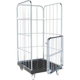 Sch&auml;fer Shop Sch&auml;fer Shop Select Rollbox BASICline, 4-seitig, mit 2-teiliger Vorderwandt&uuml;r, bis 500 kg, Lenk- & Bockrollen, L 724 x B 845 x H 1530 mm, Stahl & Recycling-HDPE