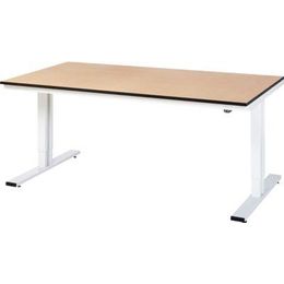 Rau Werktisch Adlatus, elektrisch h&ouml;henverstellbar, 22 mm MDF-Platte, bis 300 kg, B 2000 x T 1000 x H 720-1120 mm, bRaun/lichtgRau