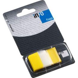 Haftnotizen INFO FLAGS, Z-Faltung, beschreibbar, selbstklebend, abl&ouml;sbar, l&ouml;sungsmittelfrei, 50 Blatt mit Spender, B 43 x H 25 mm, gelb-transparent