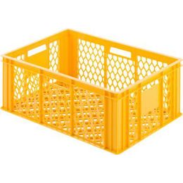 Euro Box B&auml;cker- und Cateringkasten (Gl&auml;serkasten), lebensmittelecht, Inhalt 47,8 L, durchbrochene Version, gelb-orange
