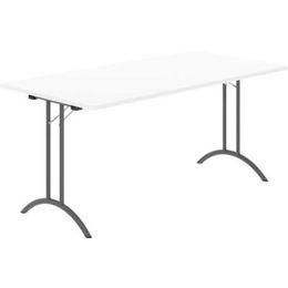 Sch&auml;fer Shop Sch&auml;fer Shop Select Klapptisch, Rechteck, Doppel-T-Fu&szlig;gestell, Spezial-Klappbeschlag & Bodenausgleich, B 1600 x T 800 x H 720 mm, wei&szlig;/anthrazit