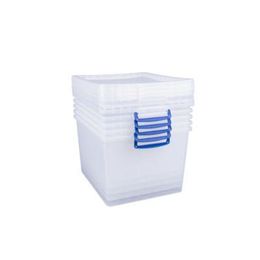 Really Useful Boxes Aufbewahrungsboxen, transparent, mit Deckel, 33,5L, 5 St&uuml;ck