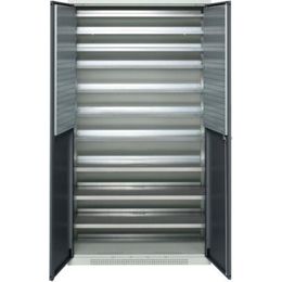 Sch&auml;fer Shop Sch&auml;fer Shop Genius Magazinschrank FS, 5 OH, abschlie&szlig;bar, 10 Fachb&ouml;den, 2 Lochrasterplatten, bis 450 kg, B 1055 x T 520 x H 1950 mm, lichtgrau/anthrazitgrau