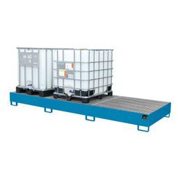 Bauer Auffangwanne AW 1000-3, f&uuml;r 3 IBC-Container &agrave; 1000 l oder 10 F&auml;sser &agrave; 200 l, L 3850 x B 1300 x H 340 mm, unterfahrbar, lichtblau