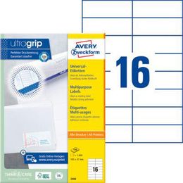 Avery Zweckform Universal-Etiketten 3484, ultragrip, 105 x 37 mm, 1600 St&uuml;ck