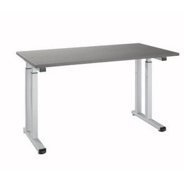 Schreibtisch Set Up, Rechteck, C-Fu&szlig;, B 1300 x T 650 x H 685-820 mm, graphit/wei&szlig;aluminium